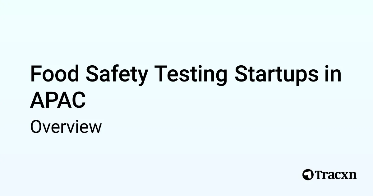 An overview of Food Safety Testing startups in APAC - Tracxn