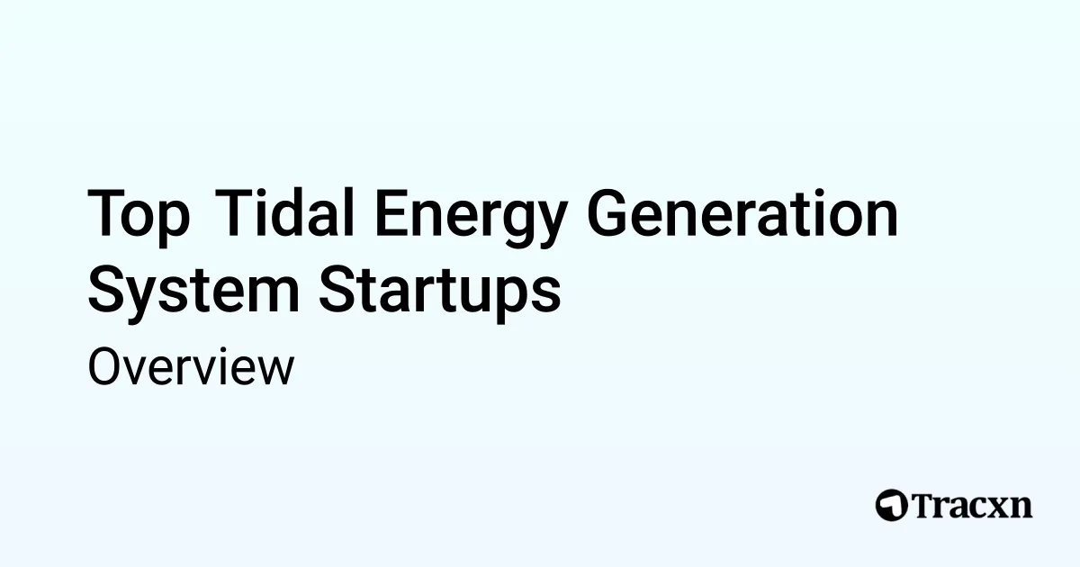 Tidal Energy Generation System - 2025 Market & Investments Trends - Tracxn